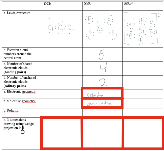 Solved OCI2 XeF SiF6 a. Lewis estructure 2 COACH Fi...:F Xe | Chegg.com