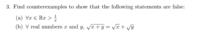 Solved 3. Find counterexamples to show that the following | Chegg.com