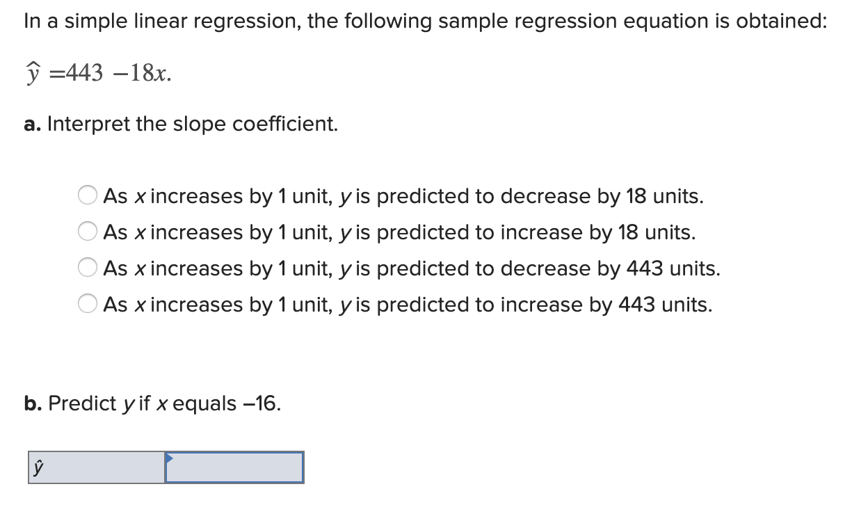 Solved In a simple linear regression, the following sample | Chegg.com