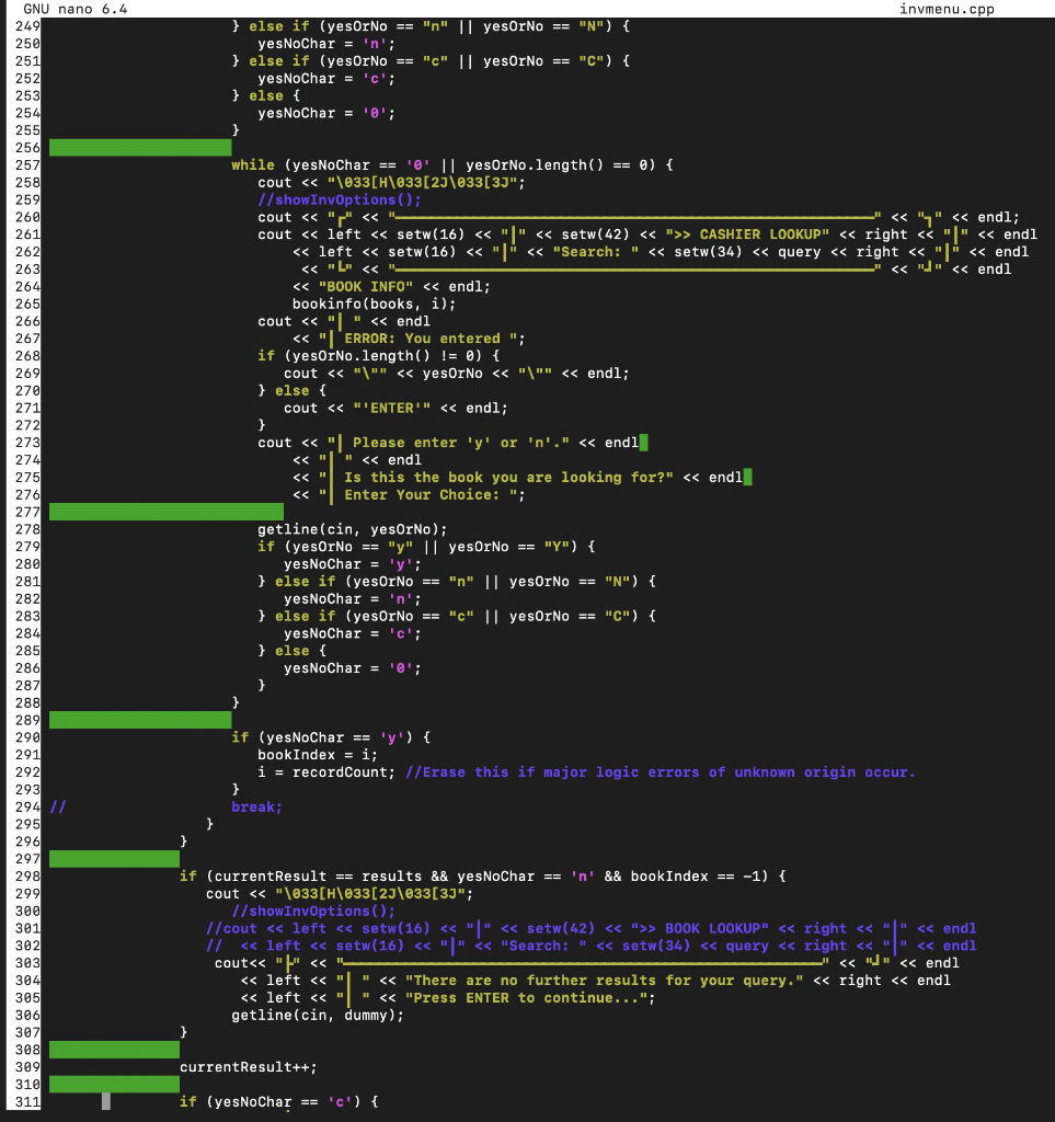 Solved GNU nano 6.4 invmenu.cpp GNU nano | Chegg.com