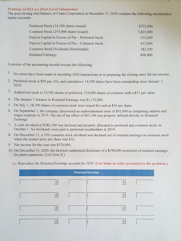 Solved Problem 14-02A a-c (Part Level Submission) The | Chegg.com