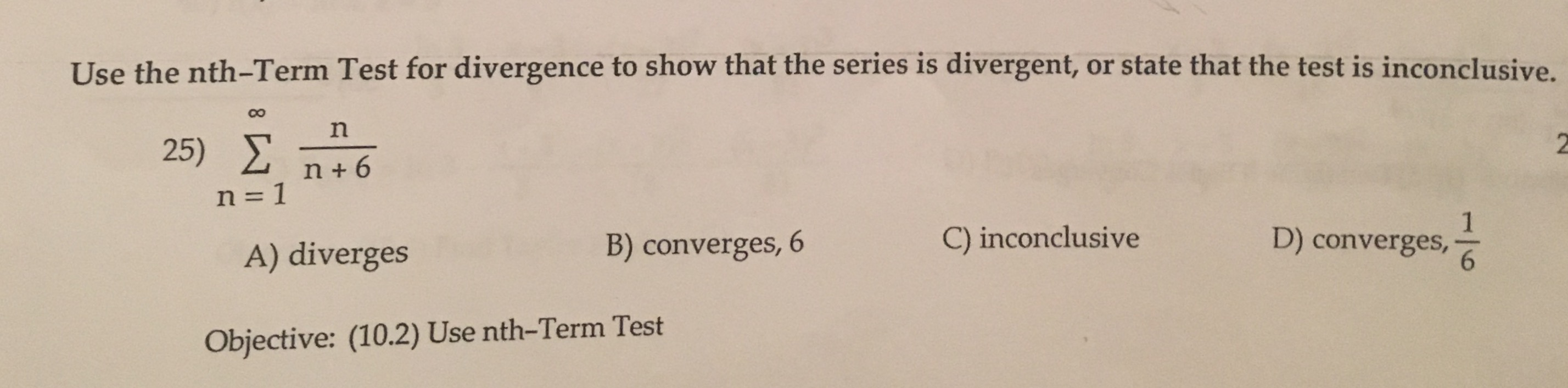 Solved Use the nth-Term Test for divergence to show that the | Chegg.com