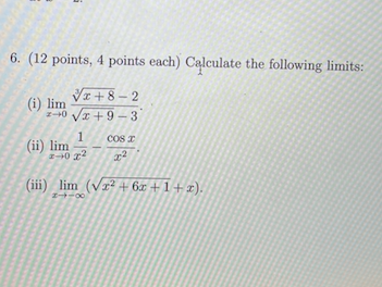 Solved 6. (12 points, 4 points each) Calculate the following | Chegg.com