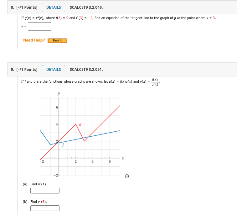Solved 8.) If g(x) = xf(x), where f(3) = 9 and f ′(3) = −2, | Chegg.com