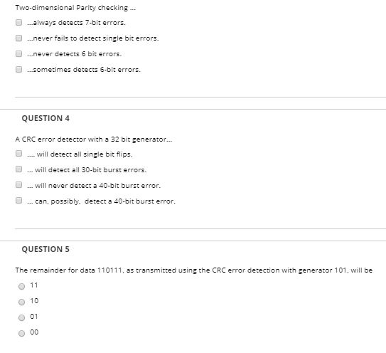 Solved Two-dimensional Parity checking ... ...always detects | Chegg.com