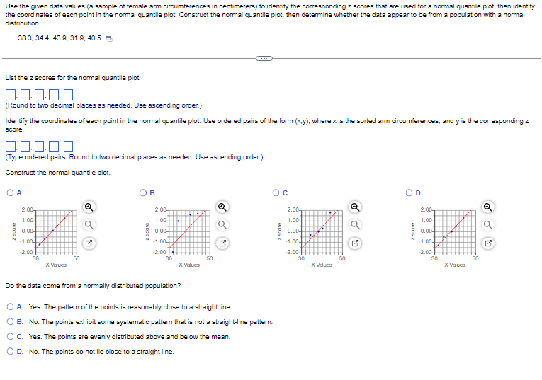 Solved Use the given data values (a sample of female arm | Chegg.com