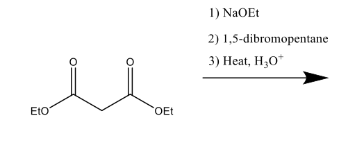 Solved 1) NaOEt 2) 1,5-dibromopentane 3) Heat, H30 Eto OEt | Chegg.com