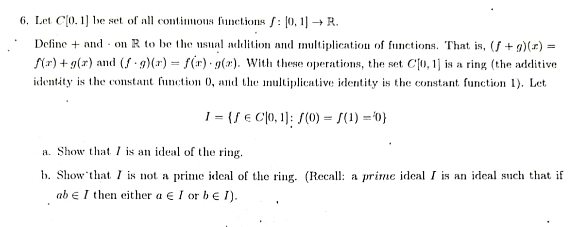 Solved Let C[0.1] ﻿be set of all contimons finctions | Chegg.com