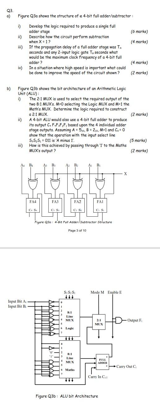 Solved Q3. a) Figure Q3a shows the structure of a 4-bit full | Chegg.com