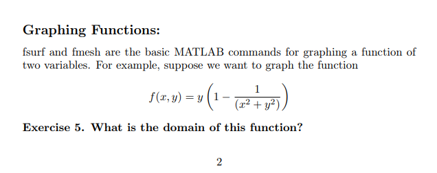 Solved Graphing Functions: fsurf and fmesh are the basic | Chegg.com