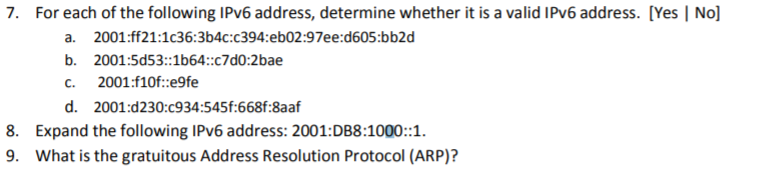Solved 7. For each of the following IPv6 address, determine | Chegg.com