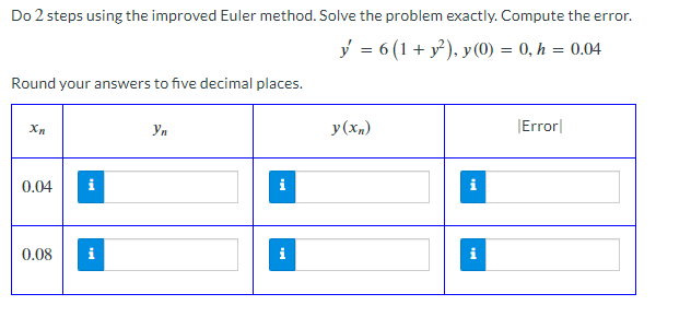 Solved Do 2 steps using the improved Euler method. Solve the | Chegg.com