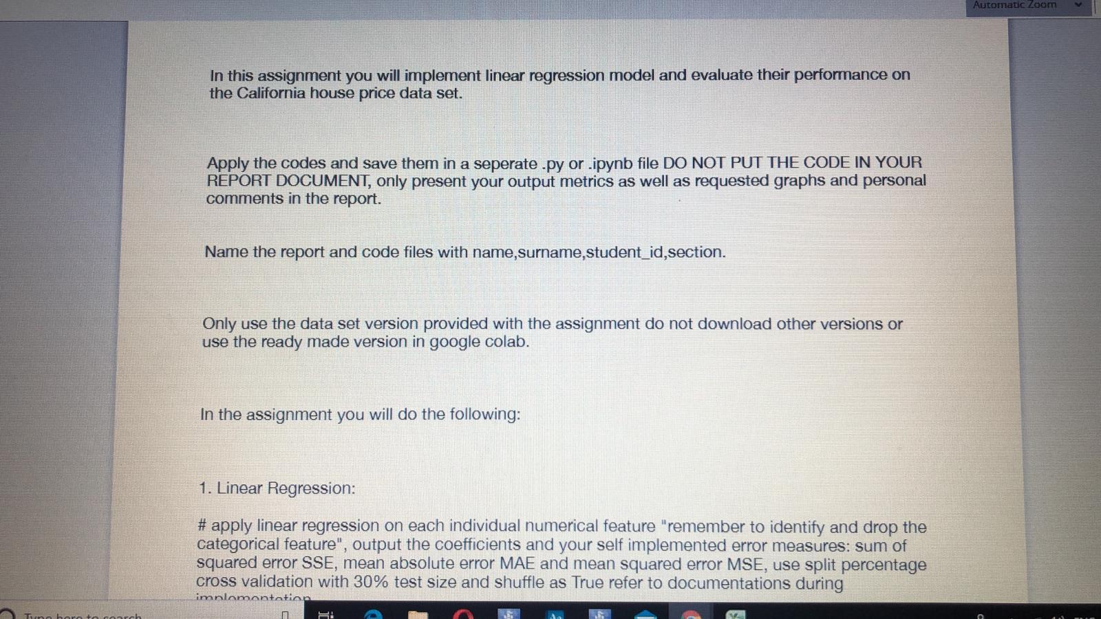 Automatic Zoom In this assignment you will implement | Chegg.com
