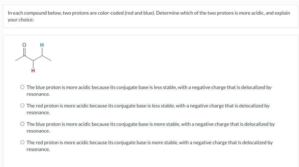 Solved In each compound below, two protons are color-coded | Chegg.com