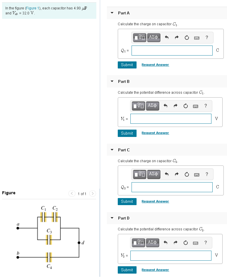 Solved In the figure (Figure 1), each capacitor has 4.90 LF | Chegg.com