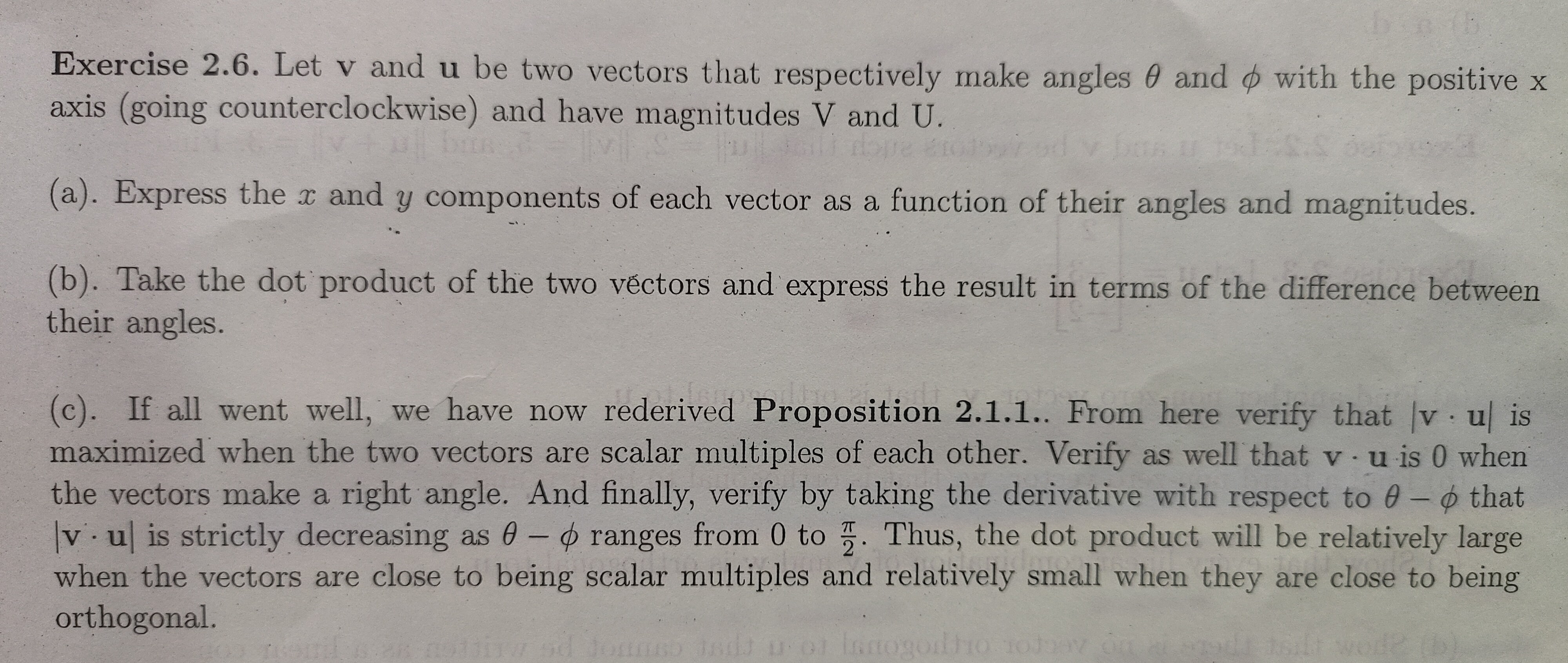 Solved Exercise 2.6. Let v and u be two vectors that | Chegg.com