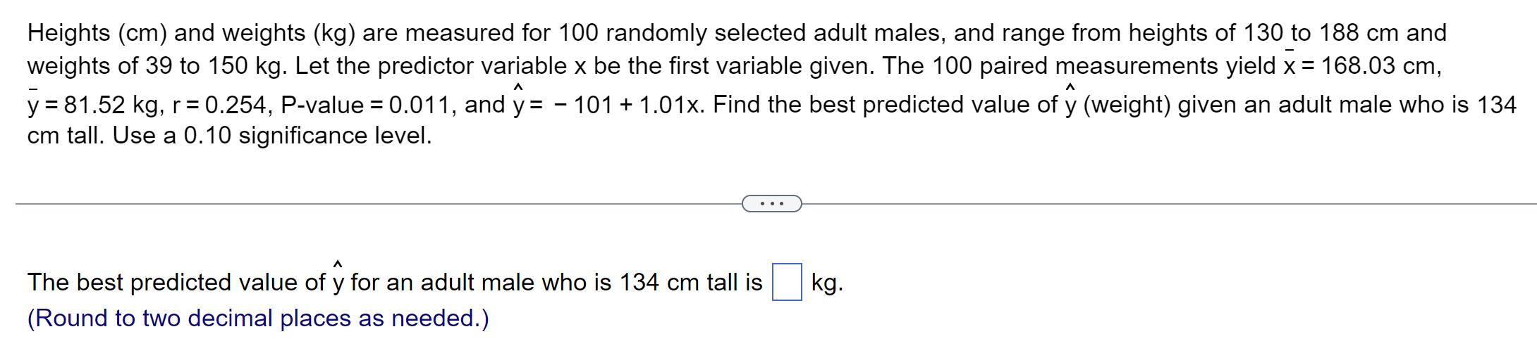 Solved Heights (cm) and weights (kg) are measured for 100 | Chegg.com