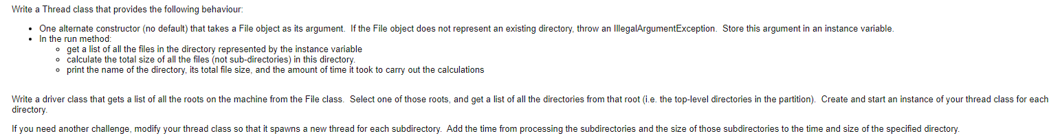 Solved Write a Thread class that provides the following | Chegg.com