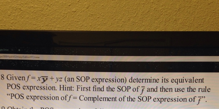 Solved iven/ = POS expression. Hint: +yz (an SOP expression) | Chegg.com