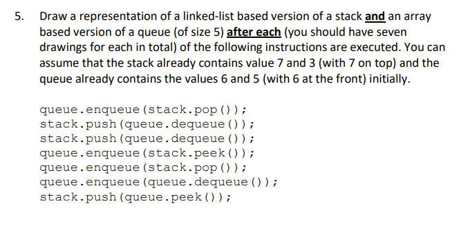 Solved 5. Draw a representation of a linked-list based | Chegg.com