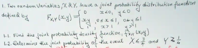 Solved defined by si 1. Two random Variables, X & Y, Mave a | Chegg.com