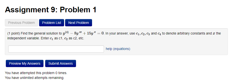 Solved Assignment 9 Problem 1 Previous Problem Problem List 7401