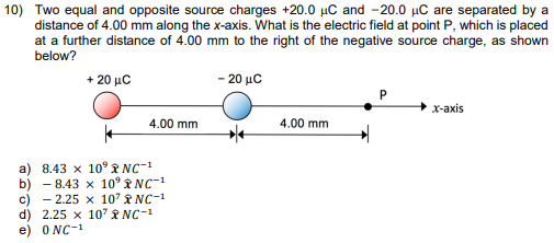 Solved Two equal and opposite source charges +20.0μC ﻿and | Chegg.com