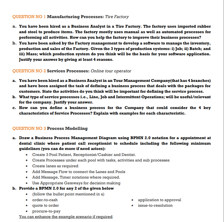 Solved QUESTION NO 1 Manufacturing Processes: Tire Factory | Chegg.com