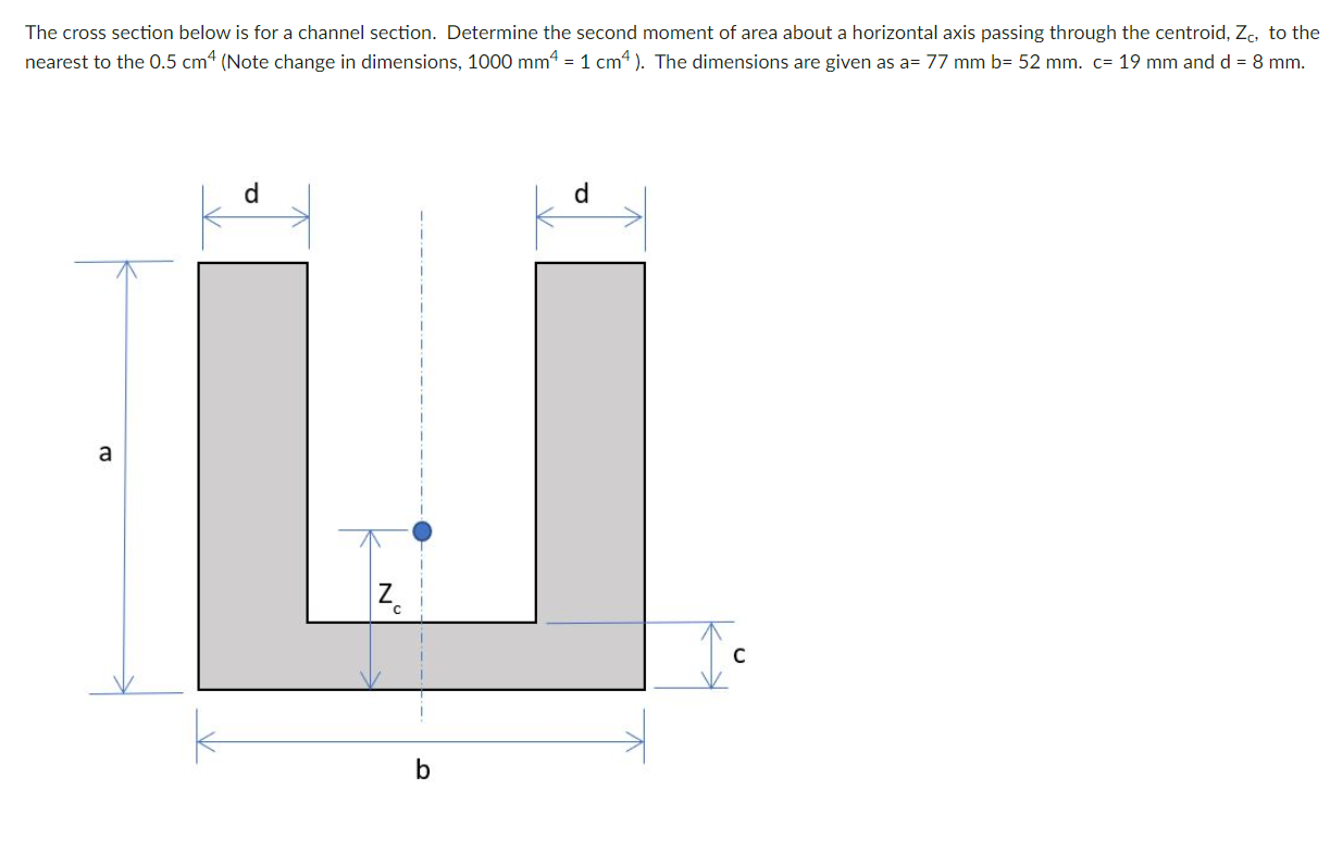 Solved The cross section below is for a channel section. | Chegg.com