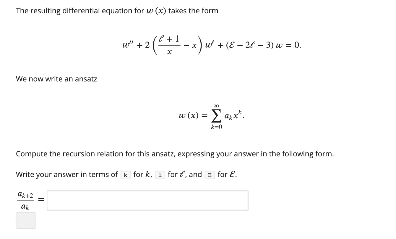 Solved The resulting differential equation for w (x) takes | Chegg.com