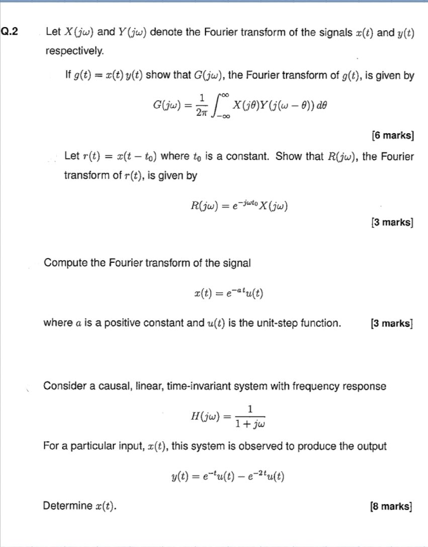 Solved Let X(jω) and Y(jω) denote the Fourier transform of | Chegg.com