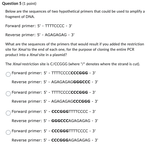Solved Question 5 (1 ﻿point)Below are the sequences of two | Chegg.com