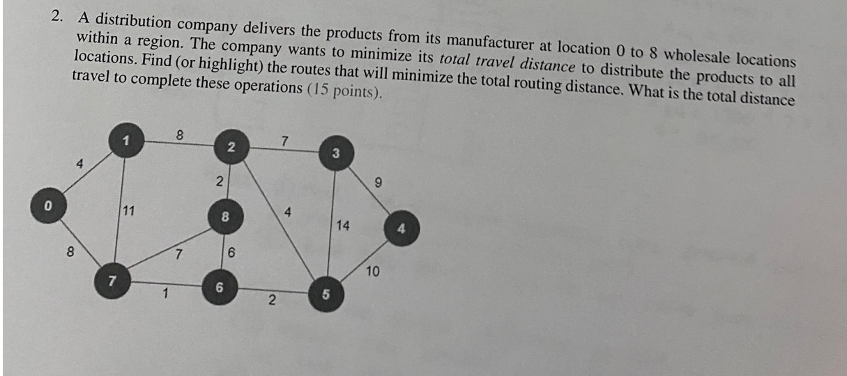2. A distribution company delivers the products from | Chegg.com