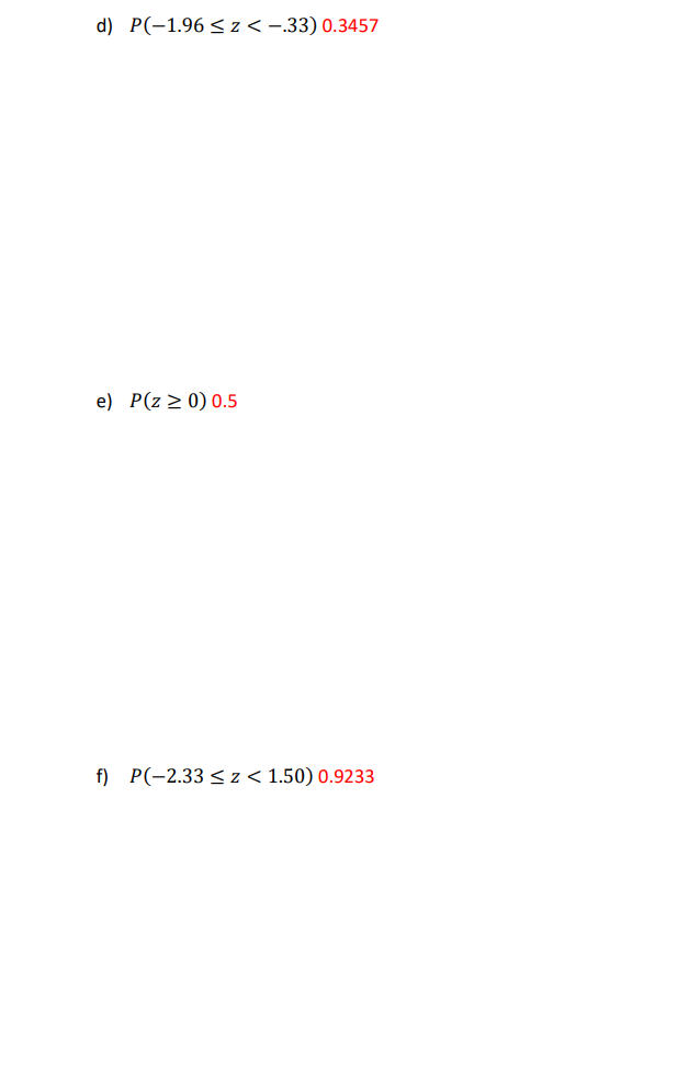 Solved 1. Find the following probabilities for the standard | Chegg.com