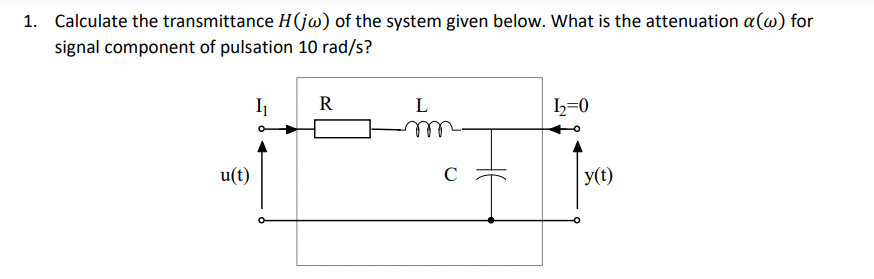 Solved 1. Calculate the transmittance H(jω) of the system | Chegg.com