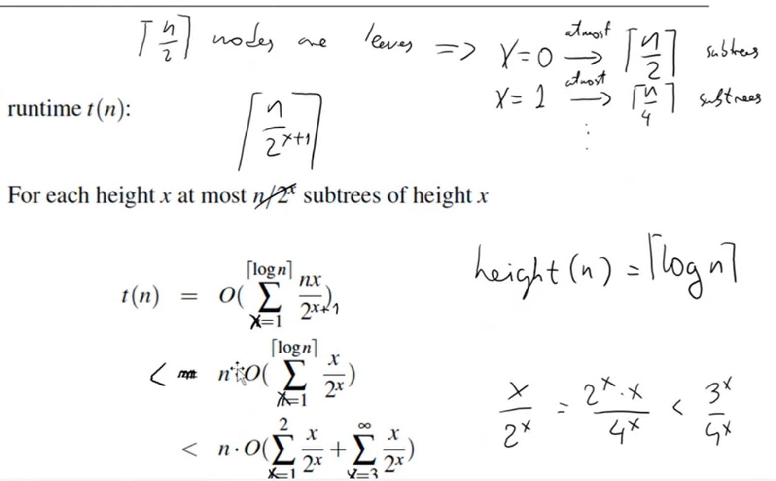 Solved ⌈2n⌉ nodes are leves ⇒X=0 thot →⌈2n⌉ substres runtime | Chegg.com