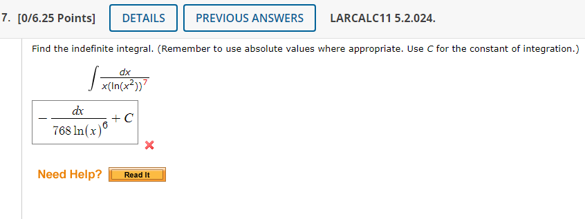 Solved Find the indefinite integral. (Remember to use | Chegg.com