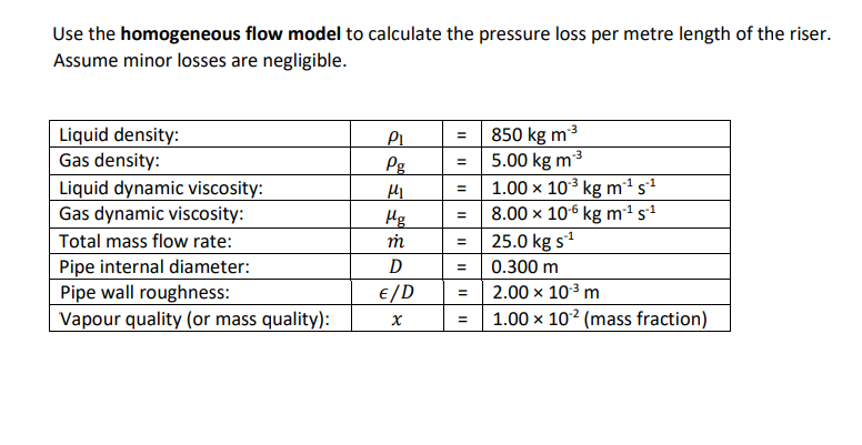 Solved Use the homogeneous flow model to calculate the | Chegg.com Solved Use the homogeneous flow model to calculate the | Chegg.com