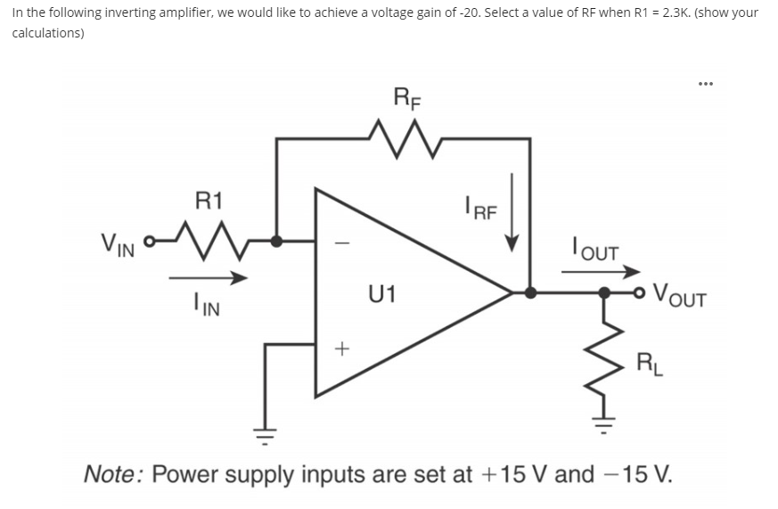 Solved In the following inverting amplifier, we would like | Chegg.com