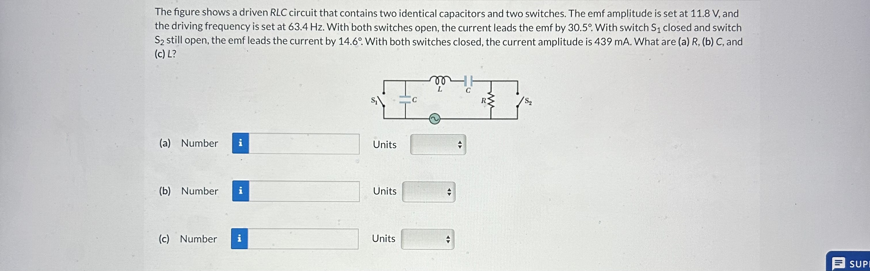 Solved The figure shows a driven RLC circuit that contains | Chegg.com