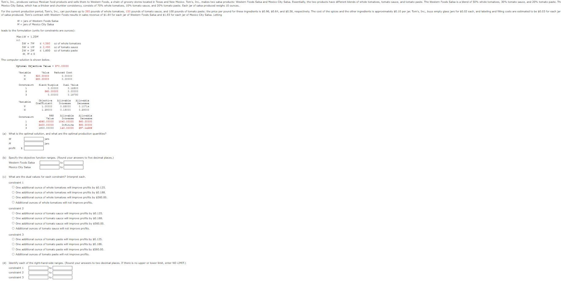 Solved The computer solution is shown below: opeimal | Chegg.com
