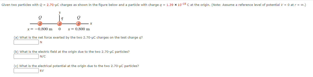 Solved Given two particles with Q=2.70-μC ﻿charges as shown | Chegg.com