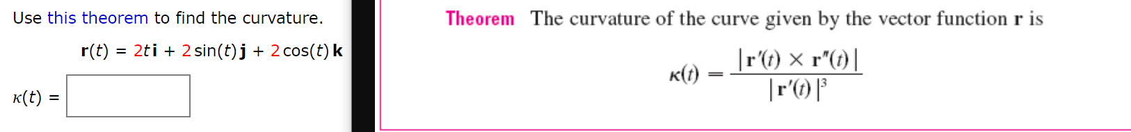 Solved Theorem Use this theorem to find the curvature. r(t) | Chegg.com