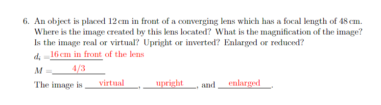 Solved An object is placed 12cm ﻿in front of a converging | Chegg.com