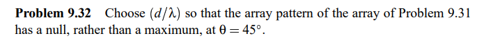 Solved Problem 9.31 Consider the two-element dipole array of | Chegg.com