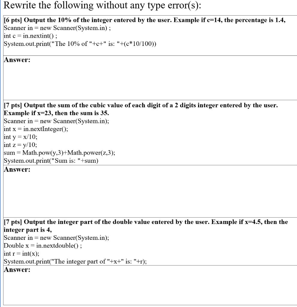 Solved Rewrite the following without any type error(s): [6 | Chegg.com
