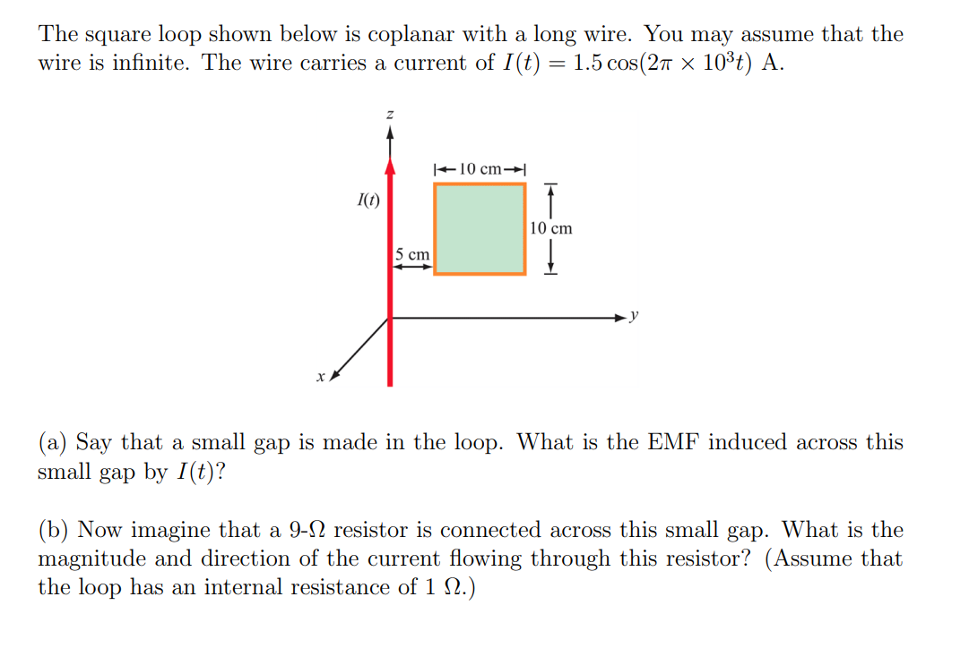 Solved The square loop shown below is coplanar with a long | Chegg.com