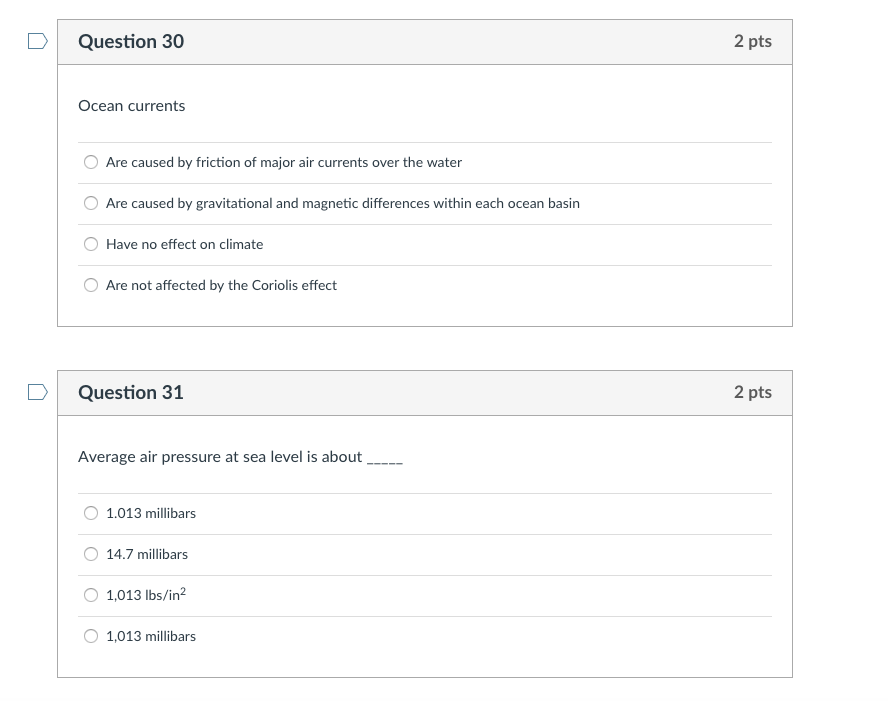 Solved Question 29 2 pts Which location on the map has the | Chegg.com