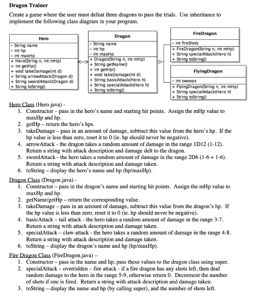 Solved Dragon Trainer Create a game where the user must | Chegg.com