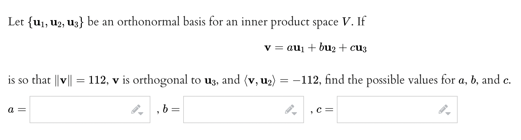 Solved Let {u1, U2, U3} be an orthonormal basis for an inner | Chegg.com